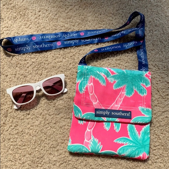 Simply Southern | Bags | Simply Southern Logo Pink Palm Tree Bag Purse ...